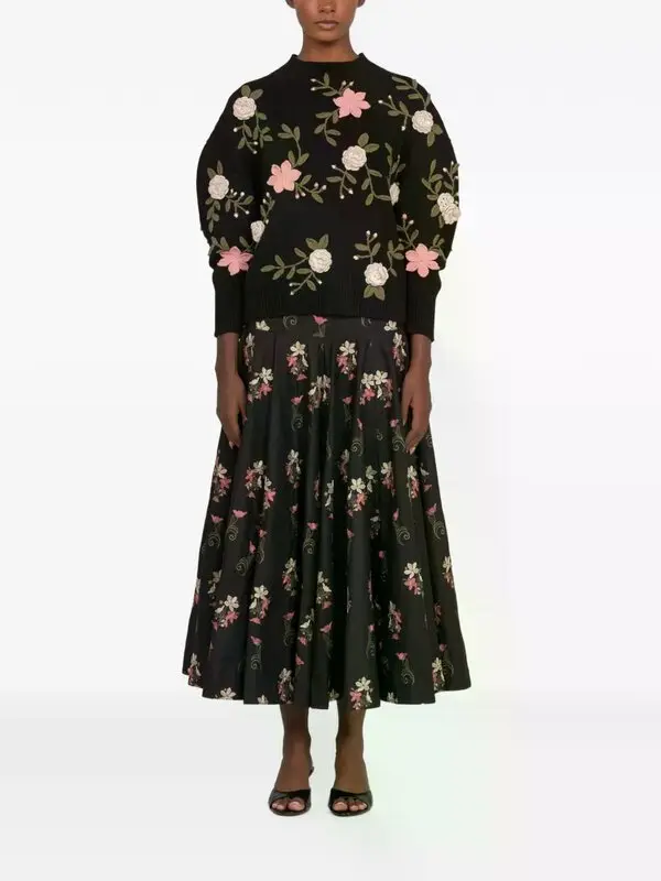 Agua Bendita Nilo Noche Floral-embroidered Sweater