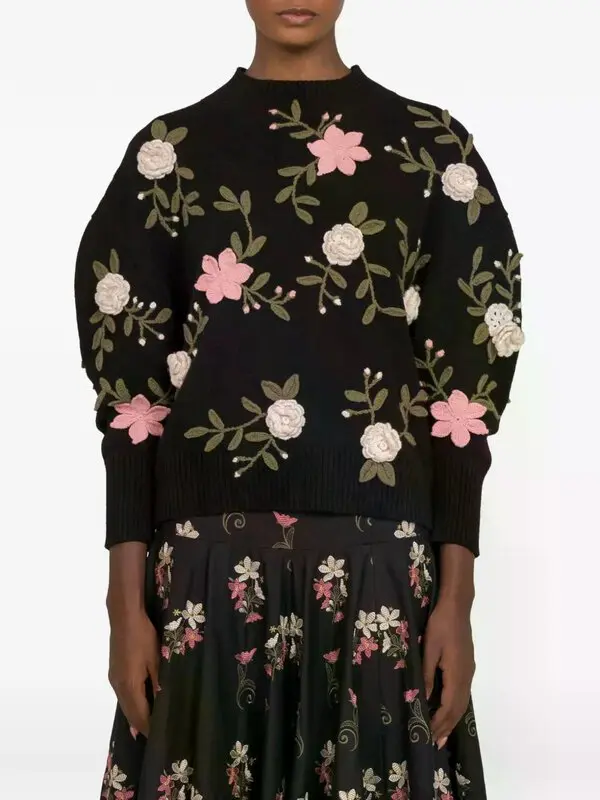 Agua Bendita Nilo Noche Floral-embroidered Sweater