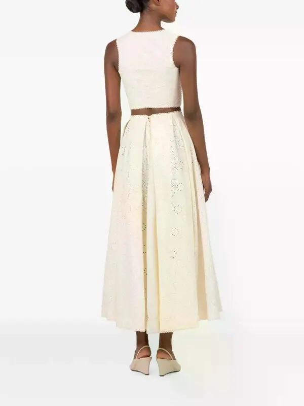Agua Bendita Delta Playa Midi A-line Skirt - White