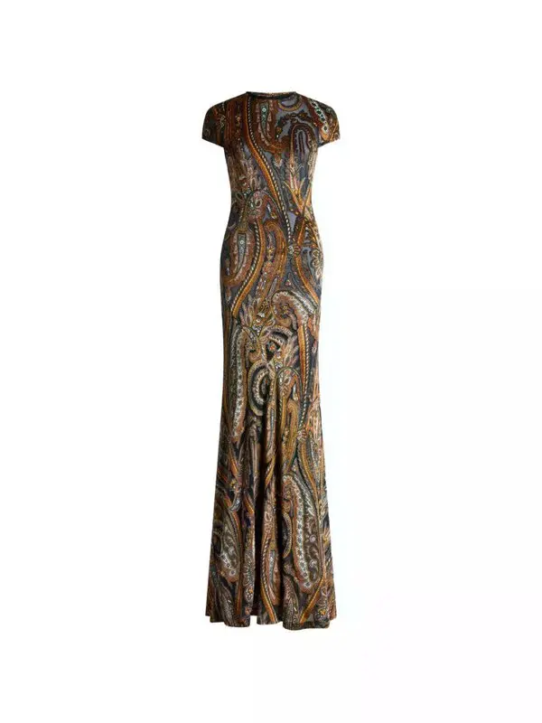 Etro Long Dress In Jersey With Paisley Motif