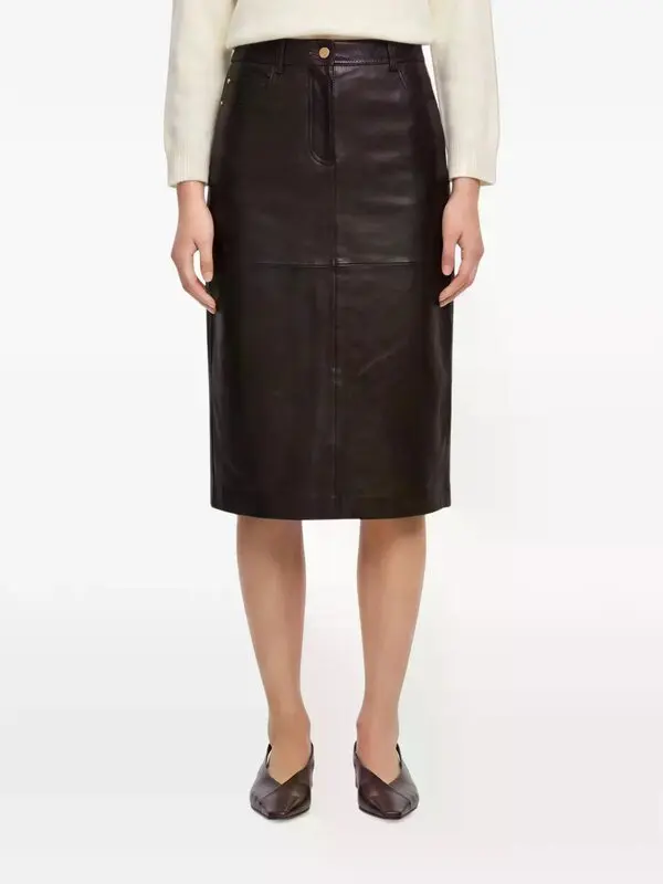Max Mara Leather Midi Skirt