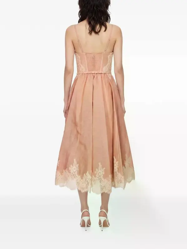 Zimmermann Valiant Lace-trimmed Belted Midi Dress
