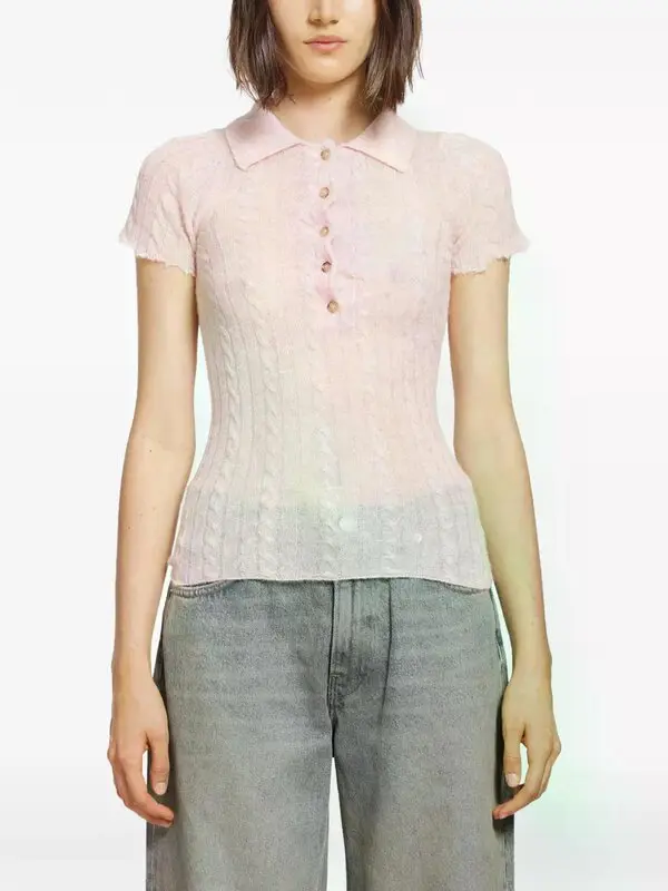 HAIKURE Laurie Cable-knit Polo Shirt - Pink