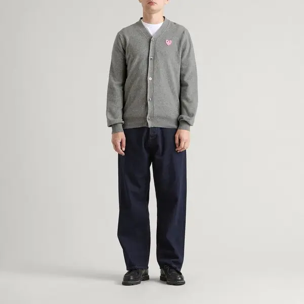 Play Comme Des Garcon Pink Heart Cardigan - Grey