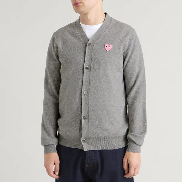 Play Comme Des Garcon Pink Heart Cardigan - Grey