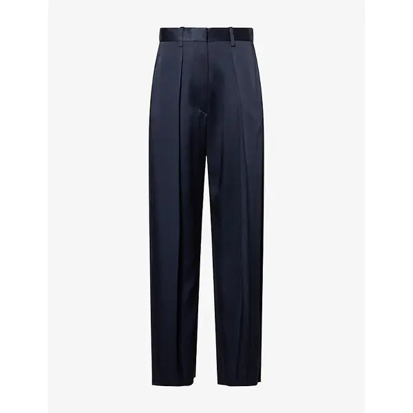 Victoria Beckham Cecilia Crepe-back Satin Trousers - Midnight