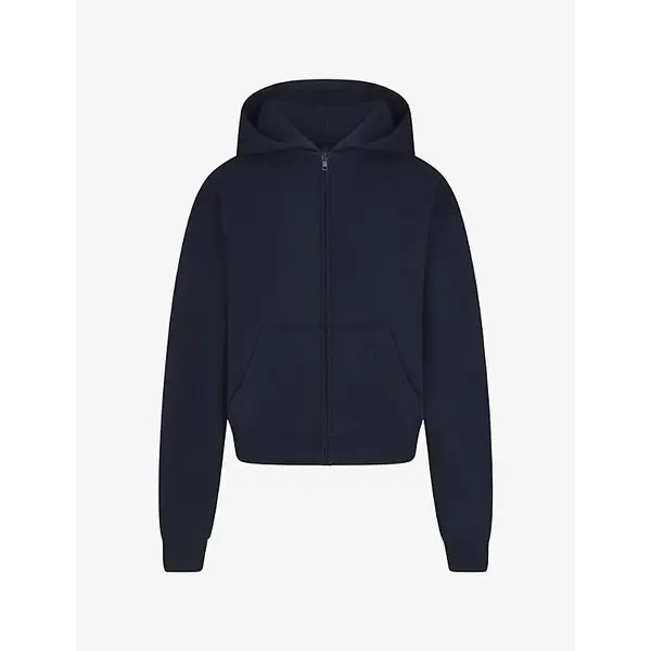 SKIMS Classic Zip-up Cotton-fleece Hoodie - Navy