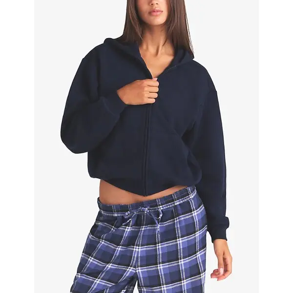 SKIMS Classic Zip-up Cotton-fleece Hoodie - Navy
