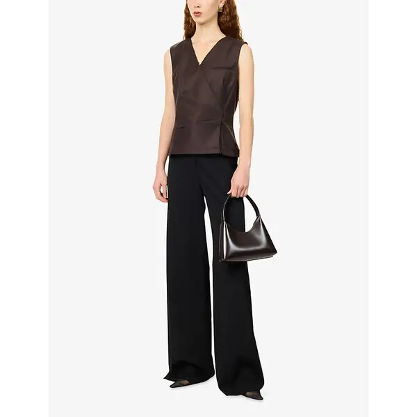 Theory Tailored Wrap Pleat Wool Vest
