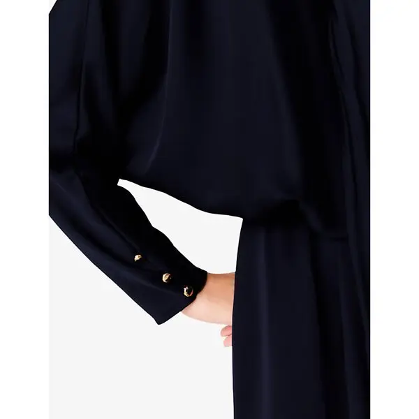 Maje Tie-neck Draped Satin Mini Dress