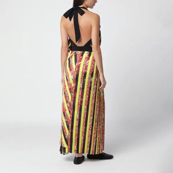 Dries Van Noten Long Striped Dress With Floral Pattern