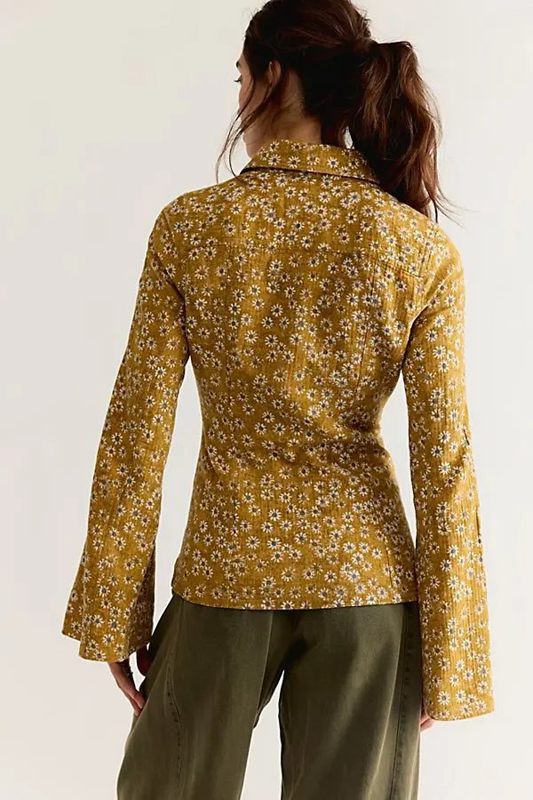 We The Free Mod Mix Printed Button Down Top At - Sunshine Combo
