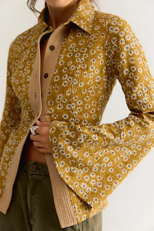 We The Free Mod Mix Printed Button Down Top At - Sunshine Combo
