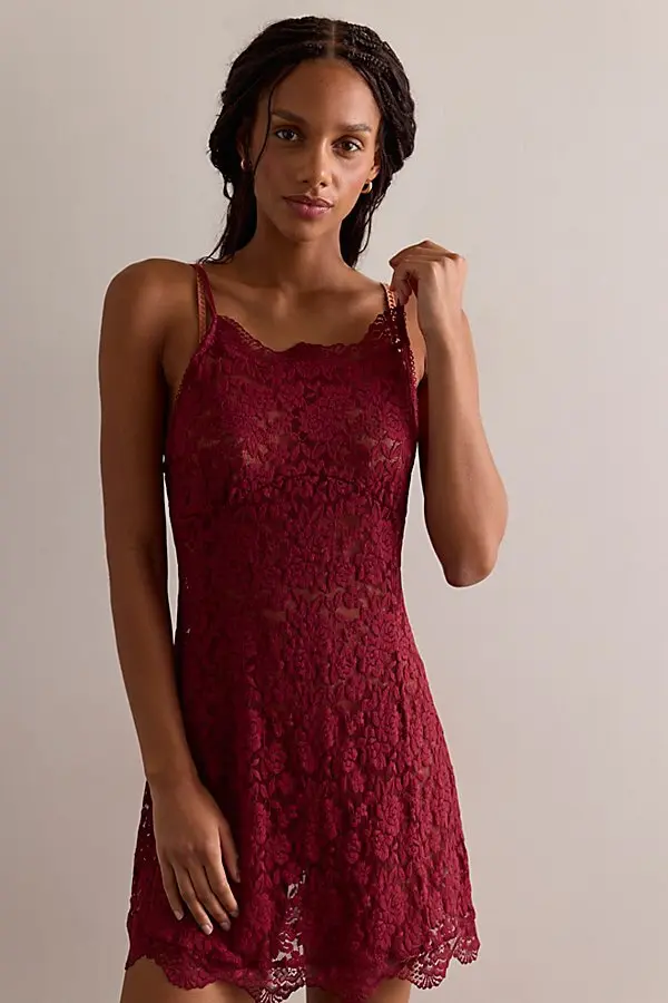 INTIMATELY First Impressions Mini Slip Dress At - Cabernet