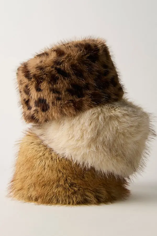 Free People Frostbite Fur Pillbox Hat At - Leopard