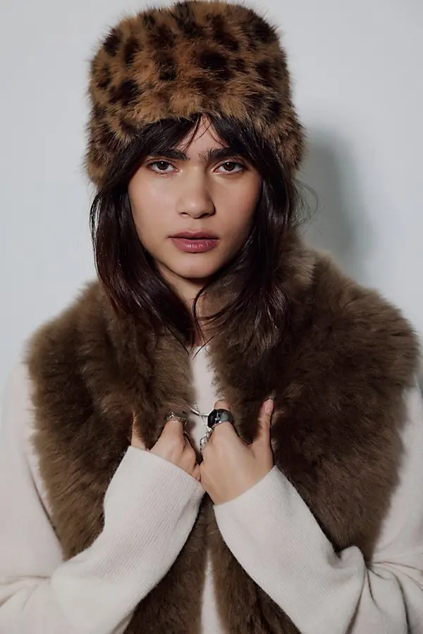 Free People Frostbite Fur Pillbox Hat At - Leopard