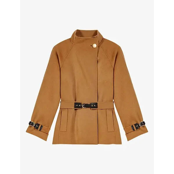 Maje Belted Relaxed-fit Wool-blend Coat