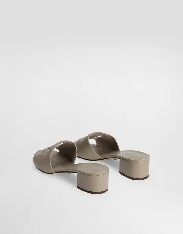 Dolce & Gabbana Karol Smooth Calfskin Mules Sandals And Wedges Leather - Beige