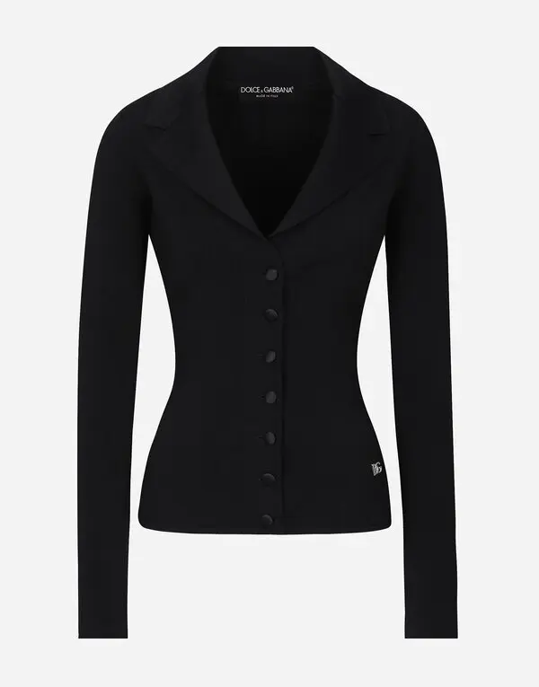 Dolce & Gabbana Short Stretch Viscose Knit Jacket With Dg Logo Blazers
