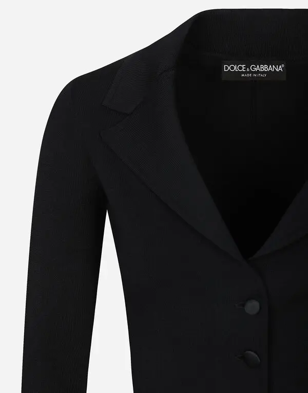 Dolce & Gabbana Short Stretch Viscose Knit Jacket With Dg Logo Blazers
