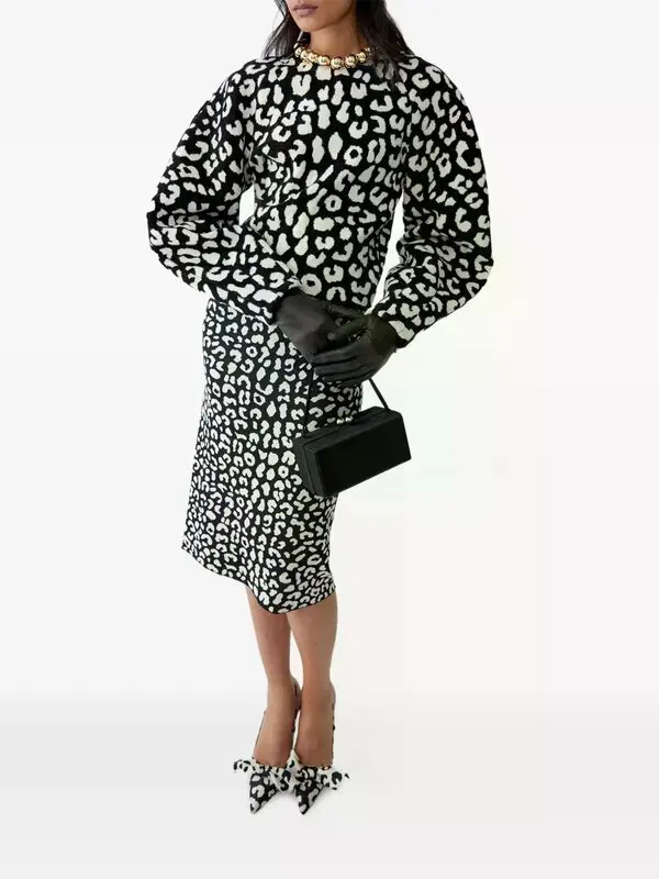 Carolina Herrera Leopard-jacquard Pencil Midi Skirt