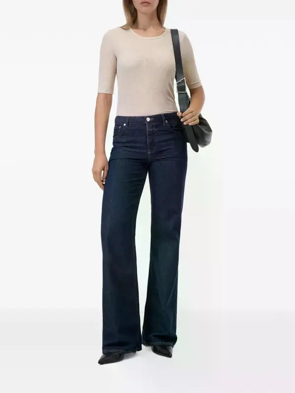 Closed Ribbed Elbow-sleeve T-shirt