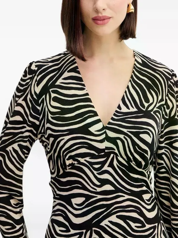 MORGAN Zebra-print Long-sleeve Mini Dress