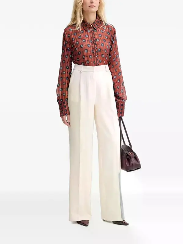 MORGAN Geometric-print Sheer Shirt