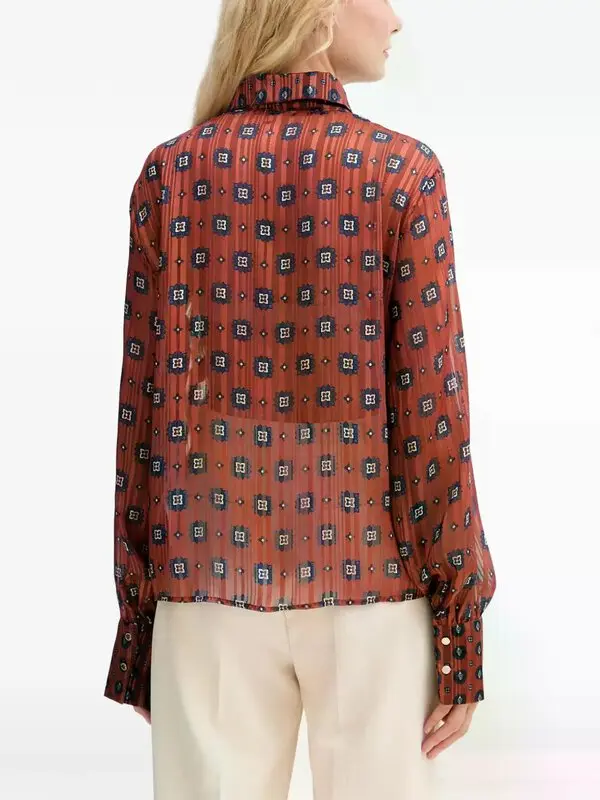 MORGAN Geometric-print Sheer Shirt