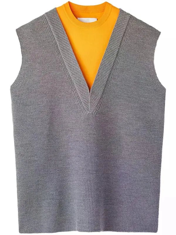 JIL SANDER Two-tone Layered Knitted Vest