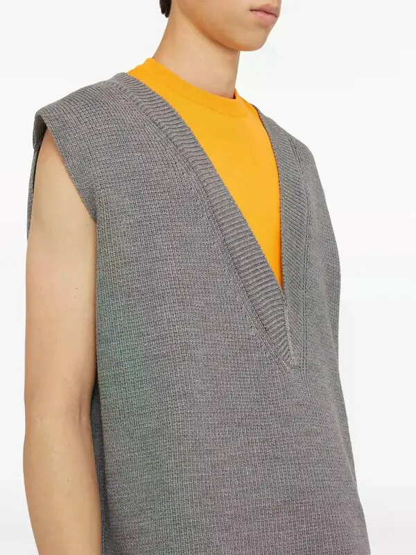 JIL SANDER Two-tone Layered Knitted Vest