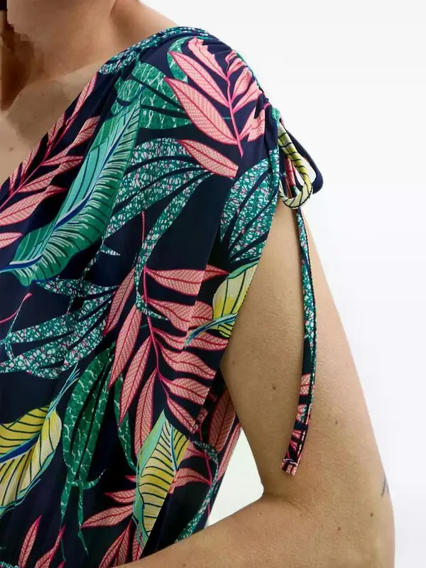 MORGAN Leaf-print Drawstring Maxi Dress