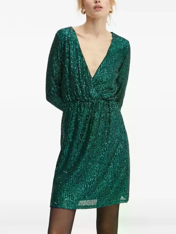 MORGAN Sequin-embellished Wrap-front Mini Dress