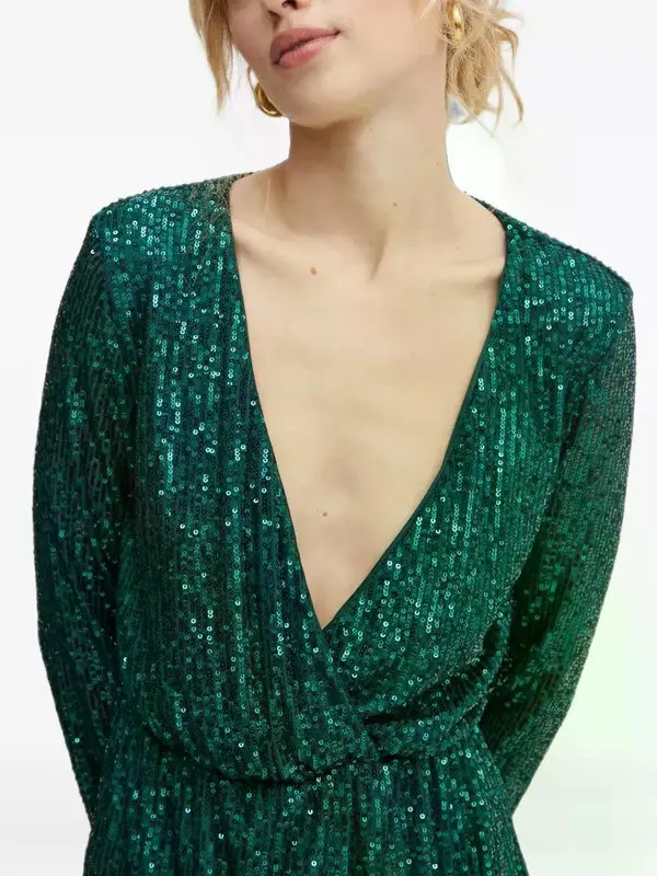 MORGAN Sequin-embellished Wrap-front Mini Dress