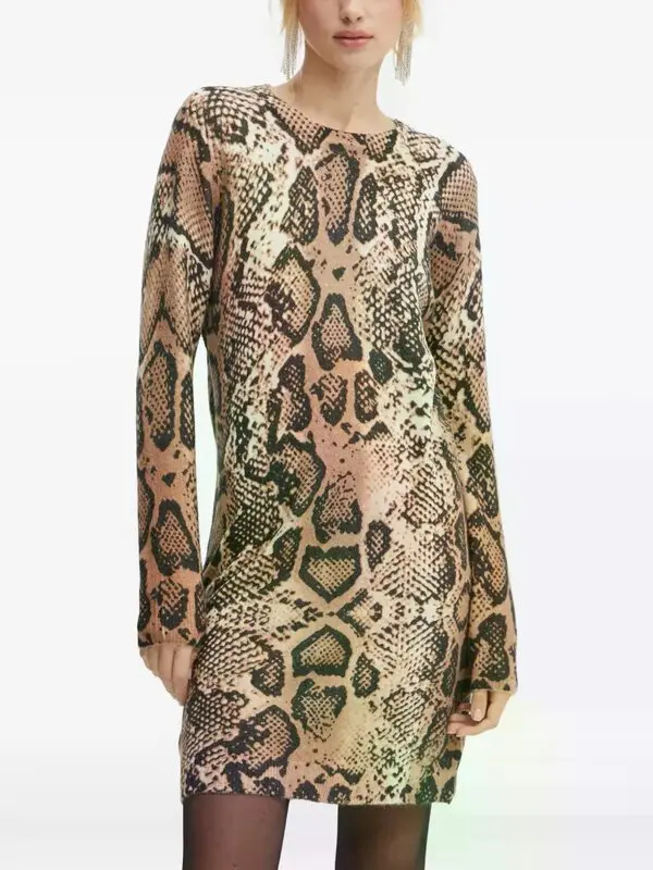 MORGAN Snake-print Long-sleeve Dress