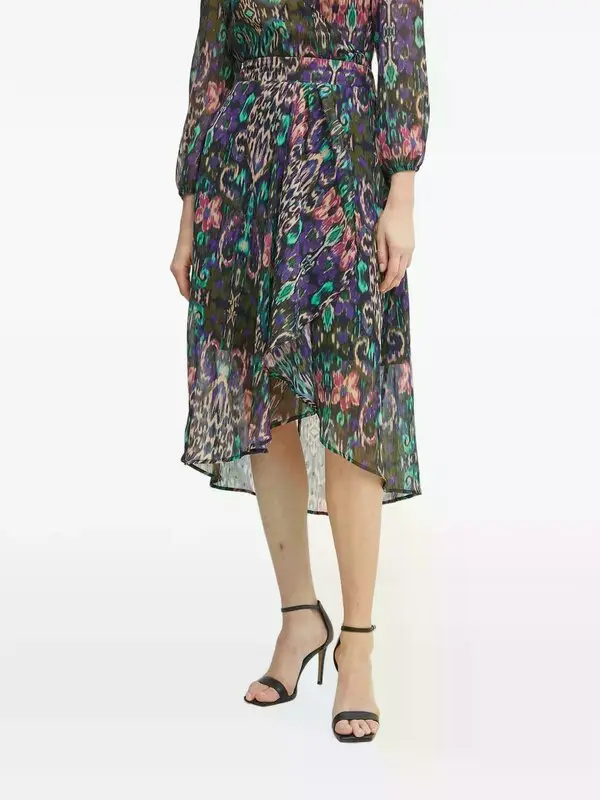 MORGAN Jary Floral-printed Pleated Midi Skirt