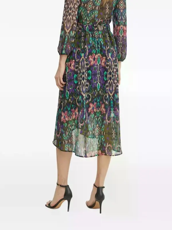 MORGAN Jary Floral-printed Pleated Midi Skirt