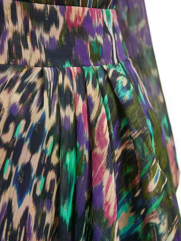 MORGAN Jary Floral-printed Pleated Midi Skirt