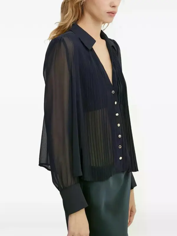 MORGAN Pleated Buttoned Blouse - Blue