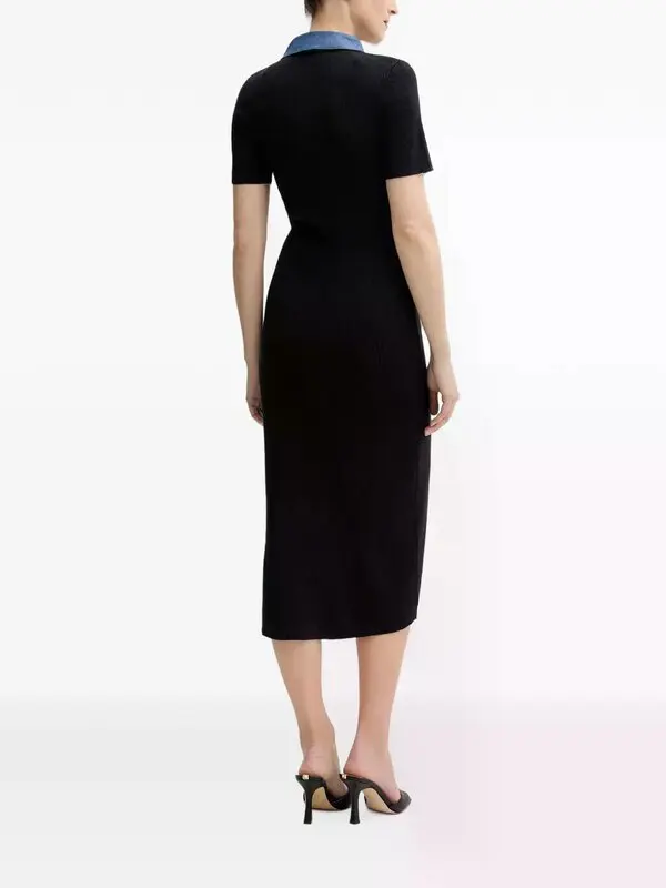 MORGAN Denim-panel Button Midi Dress