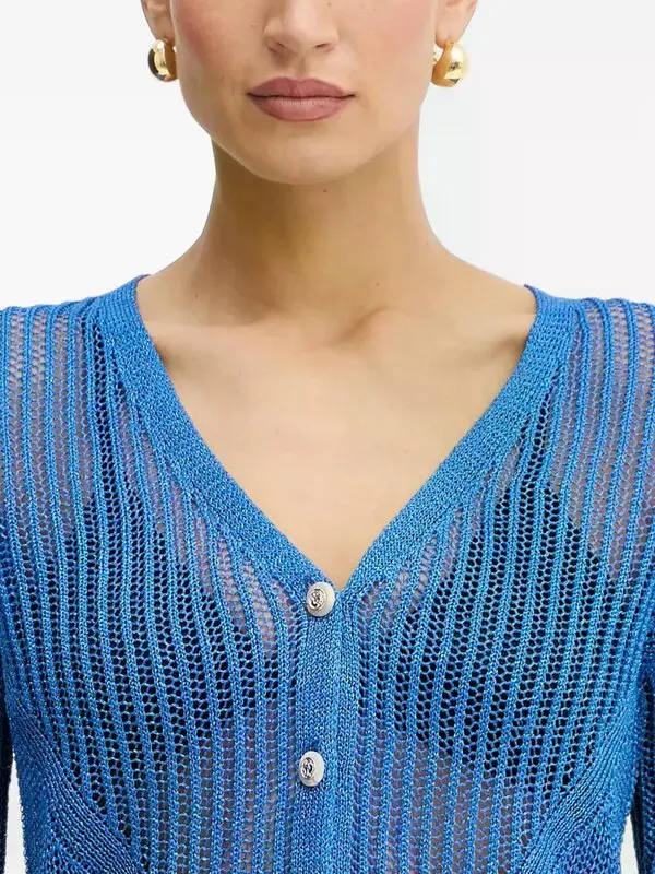MORGAN Openwork-knit Button-down Cardigan