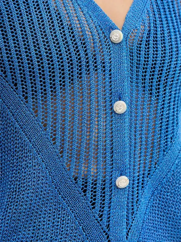 MORGAN Openwork-knit Button-down Cardigan
