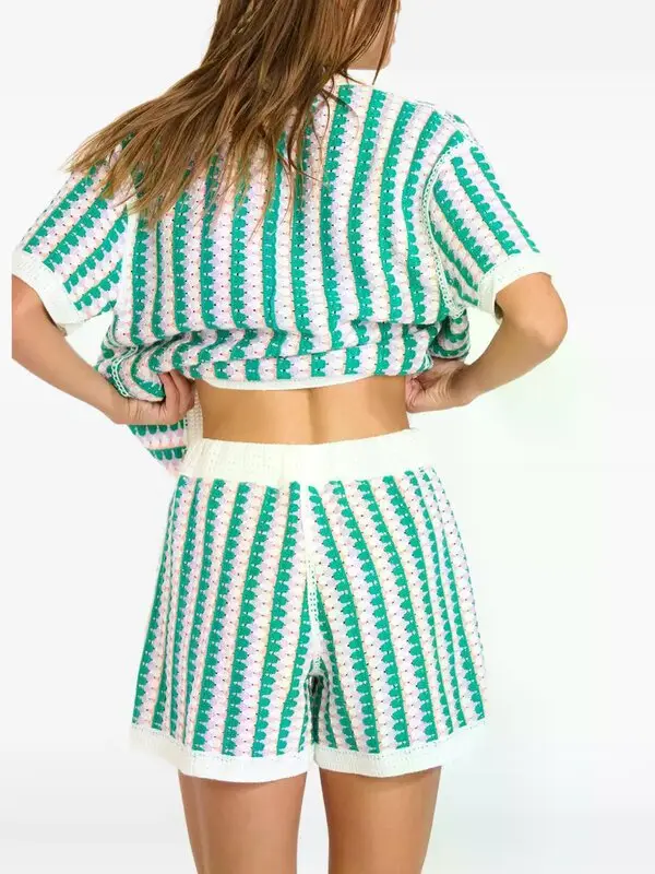 BANANA MOON Crochet-knit Striped Shirt - White