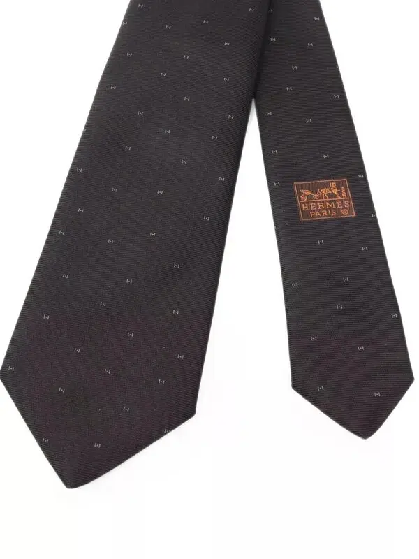 Hermès 2020s H-pattern Silk Tie - Black