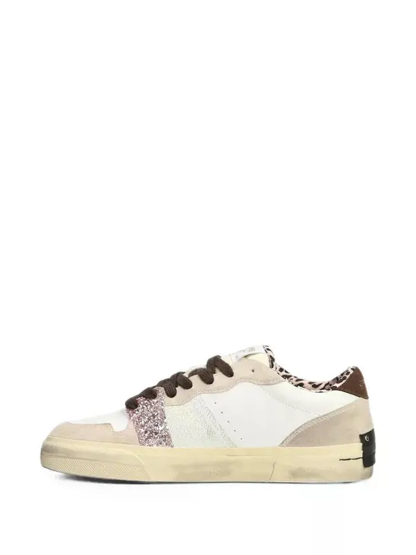 CRIME LONDON Playoff Glitter-panel Leopard-print Sneakers