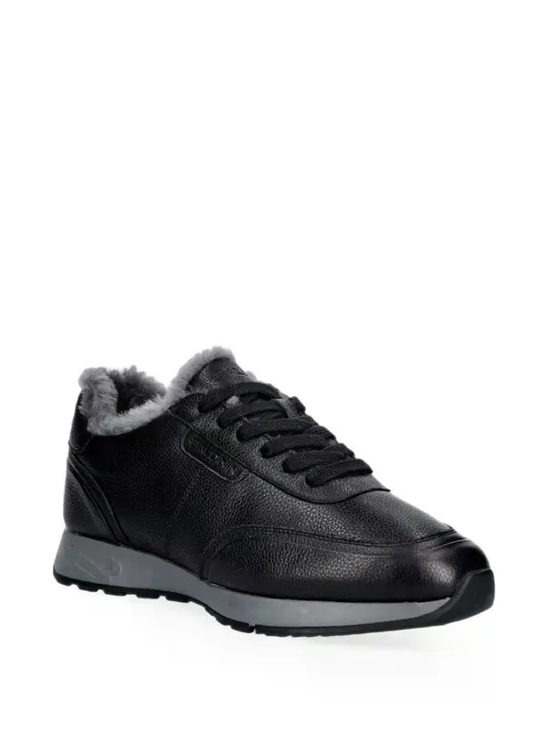BALDININI Shearling-lined Grained Leather Sneakers