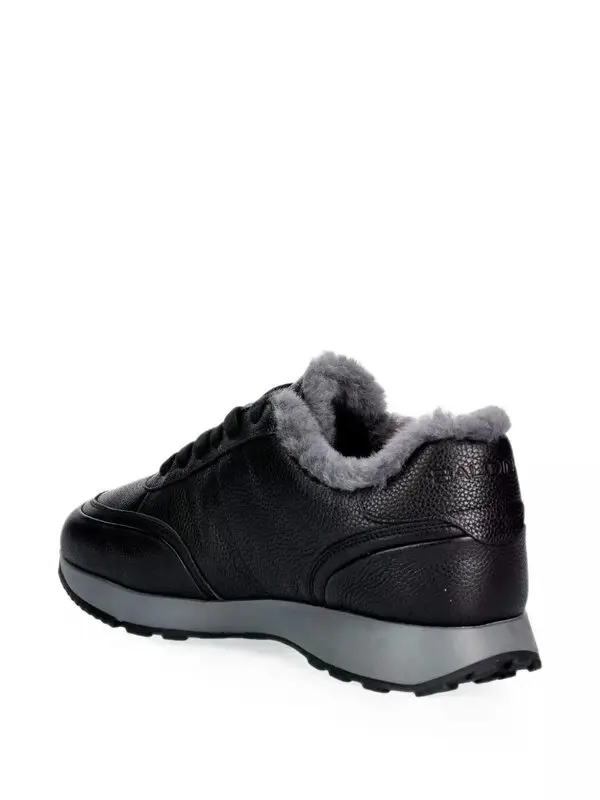 BALDININI Shearling-lined Grained Leather Sneakers