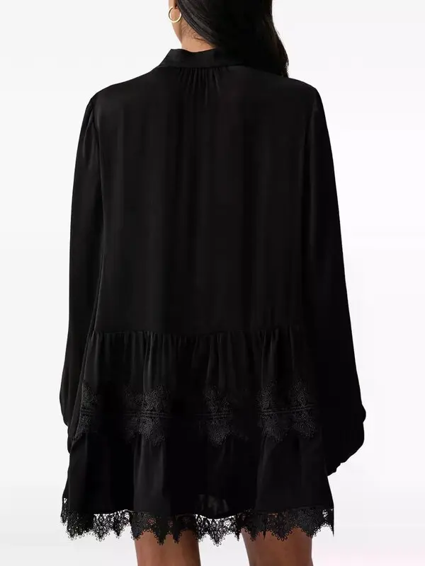 Bardot Lace-trim Pintuck-detail Dress