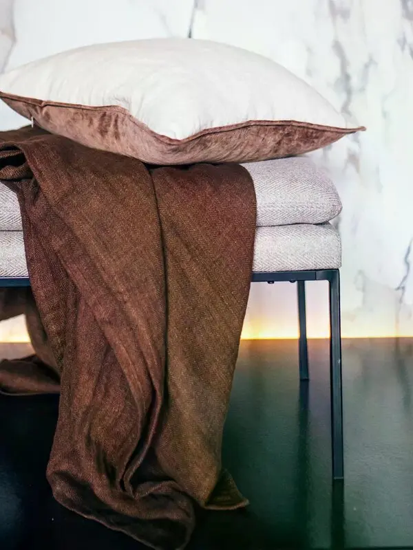 POMAX Alpha Opposites Linen Velvet Cushion - Neutrals