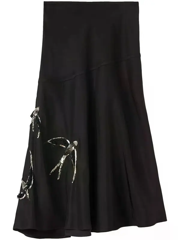 JIL SANDER Sequin-embroidered Asymmetric Flared Midi Skirt